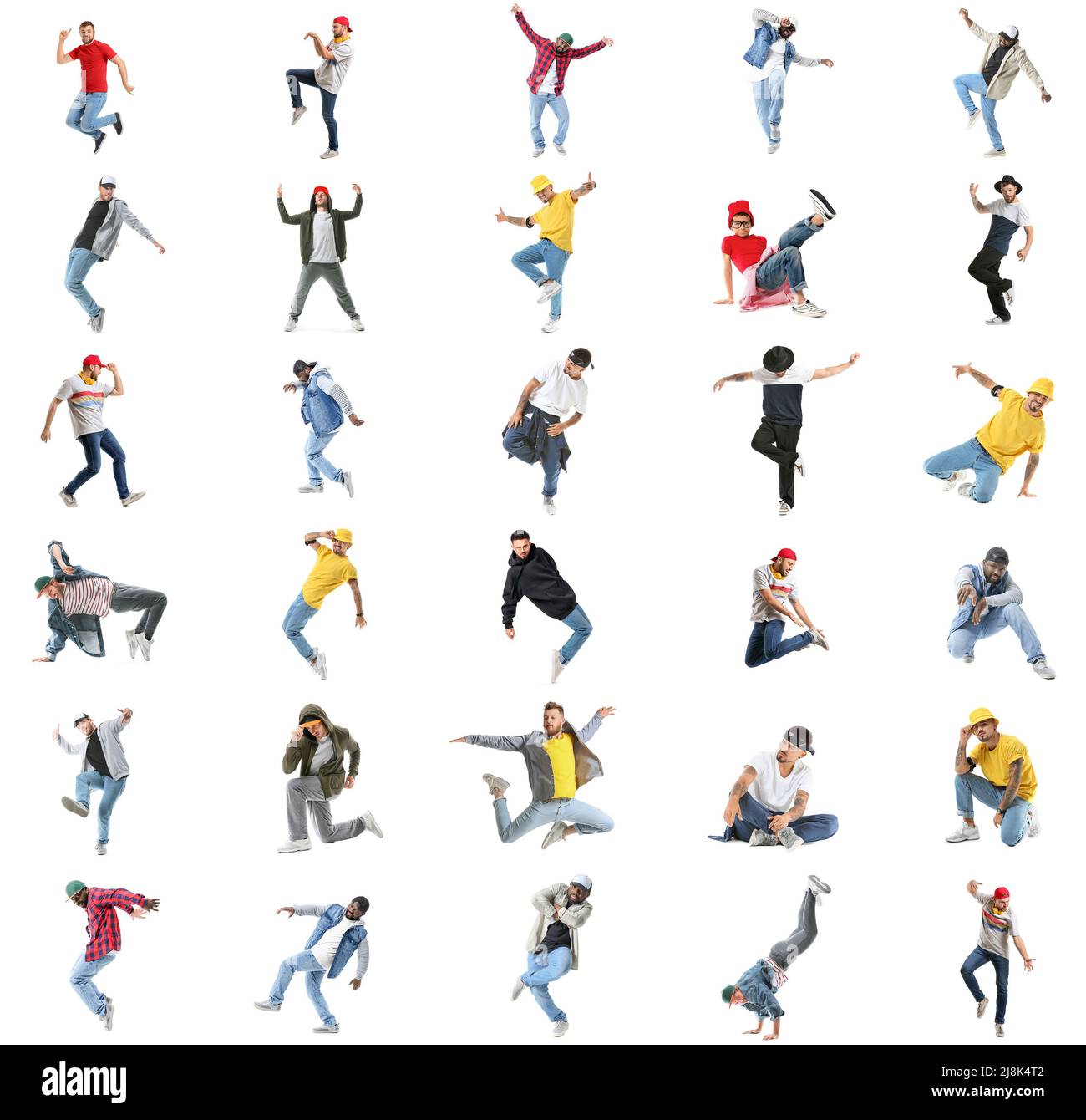 Set of male hip-hop dancers isolated on white Stock Photo - Alamy
