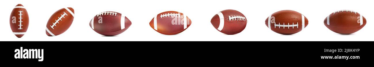 Set of rugby balls isolated on white Stock Photo - Alamy