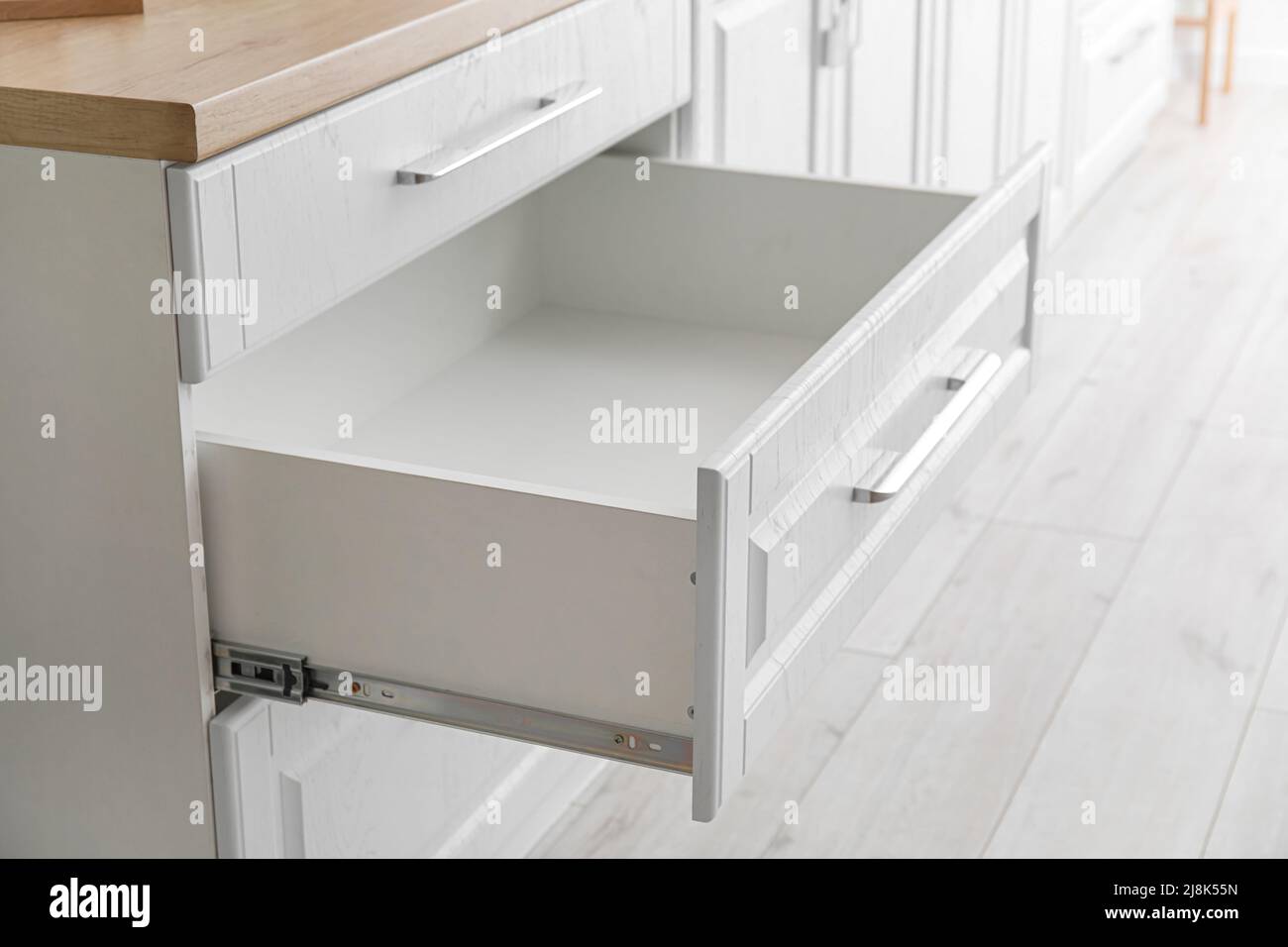 Empty drawer in modern kitchen Stock Photo - Alamy
