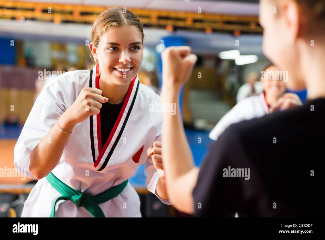 Women on karate training Stock Photo - Alamy