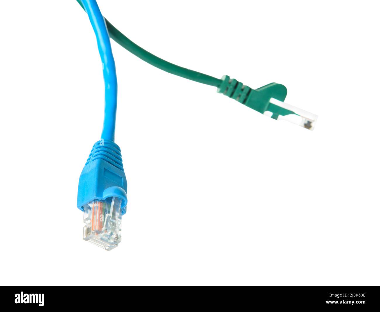 Modern internet cables isolated on white background, closeup Stock ...