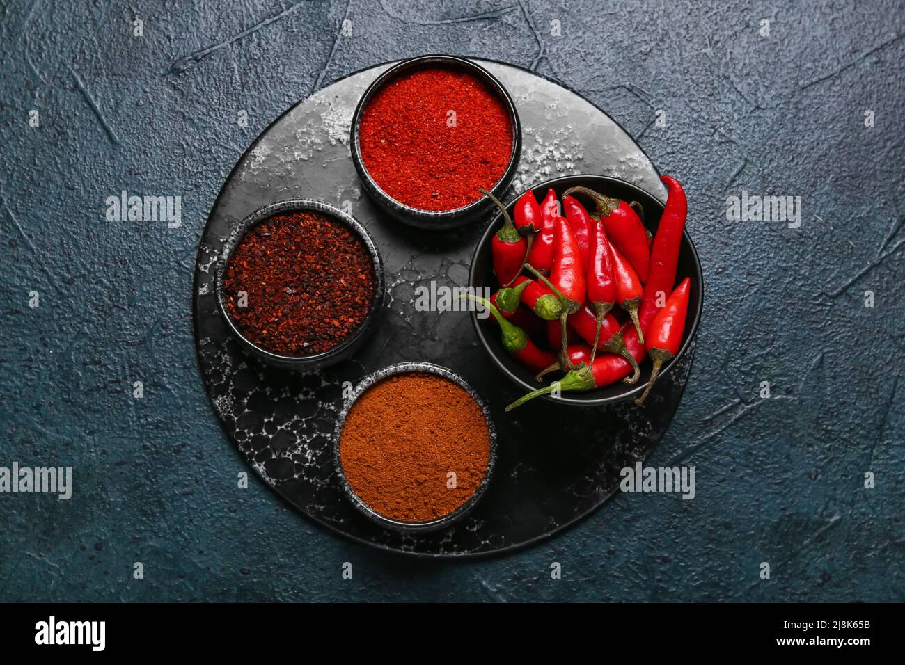 Set of aromatic spices on dark background Stock Photo - Alamy