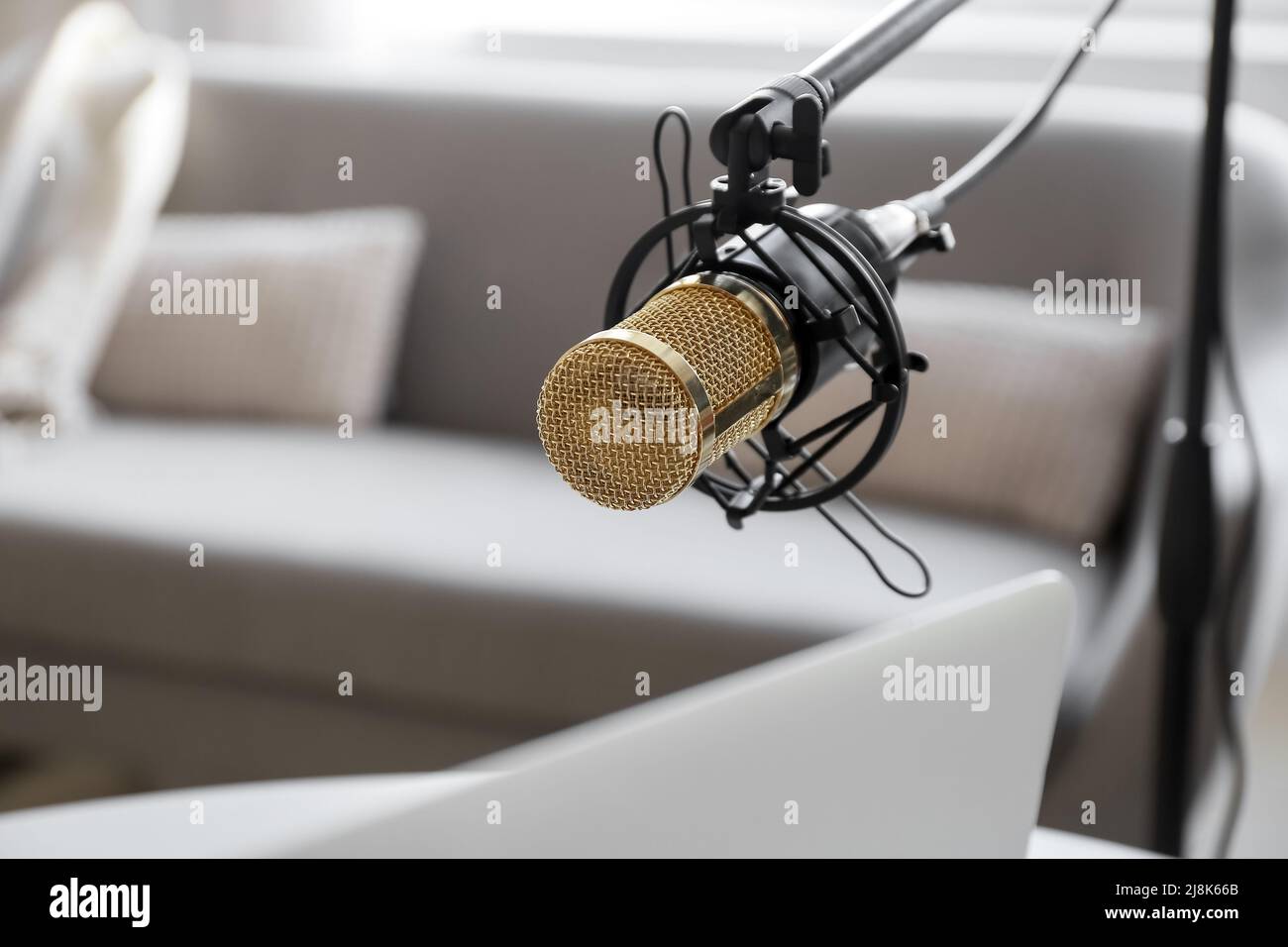 Microphone in light room, closeup Stock Photo - Alamy