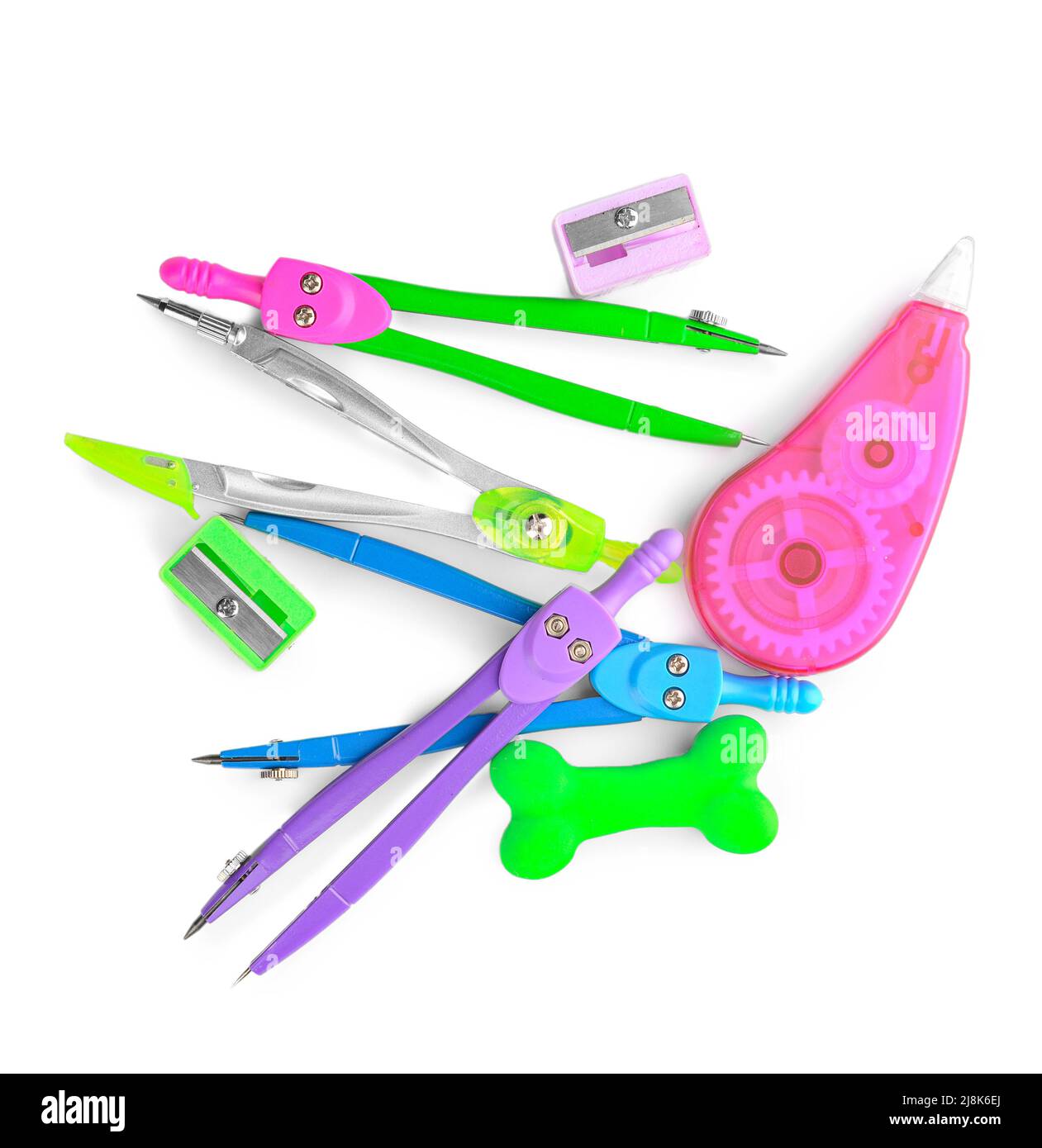 Different stationery on white background Stock Photo - Alamy
