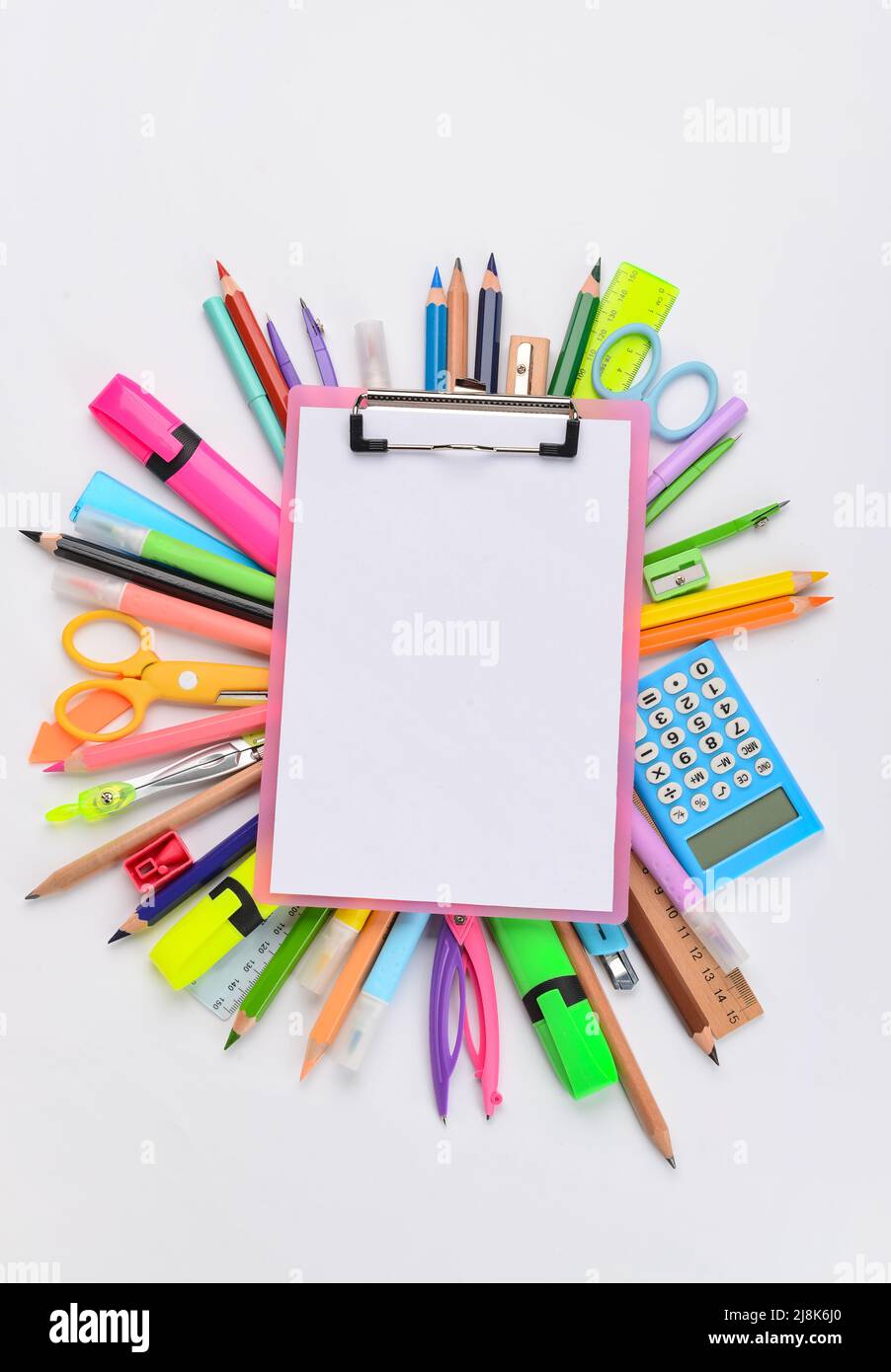Composition with different stationery isolated on white background ...
