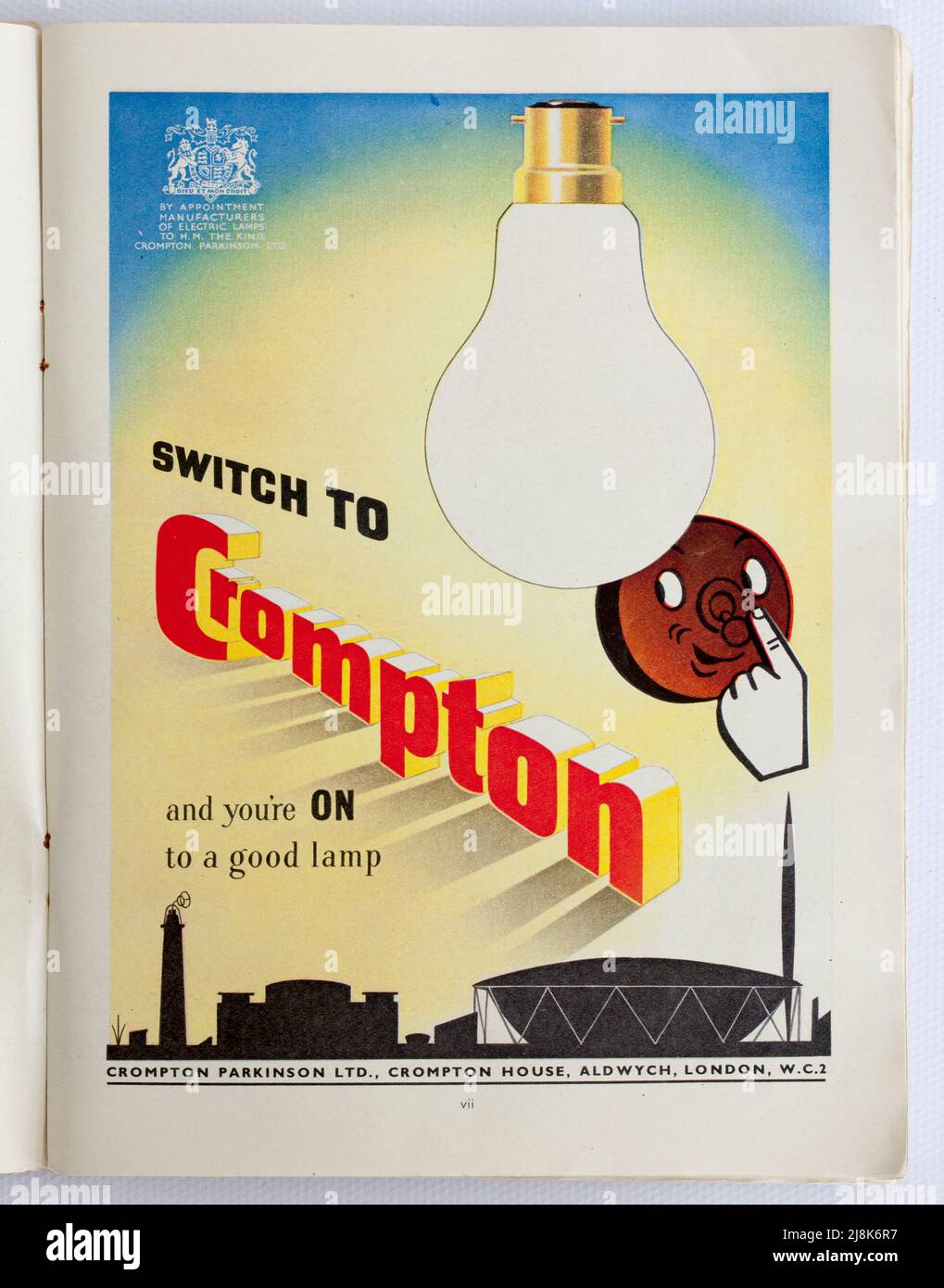 Old 1950s British Advertising for Compton Lamps Stock Photo - Alamy