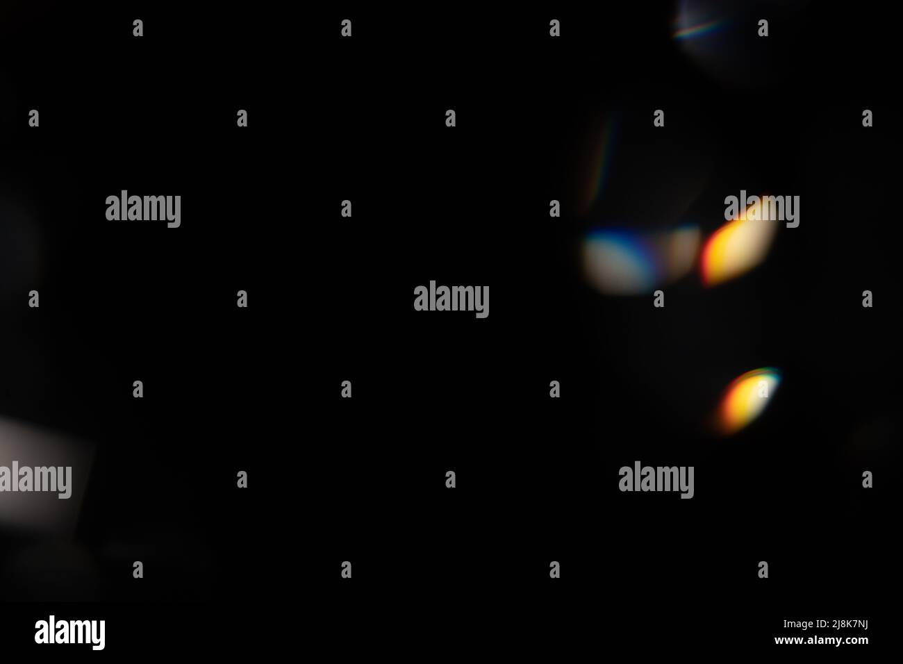 Blue light flare prism rainbow flares overlay effect on black ...