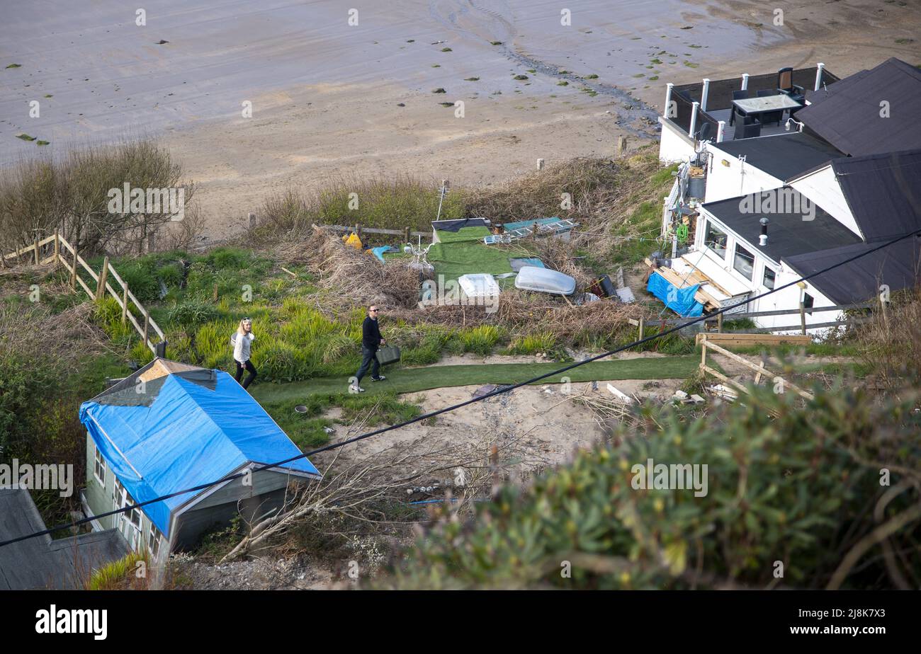 Landslide at Nefyn beach, Gwynedd, North Wales Featuring: Atmosphere ...
