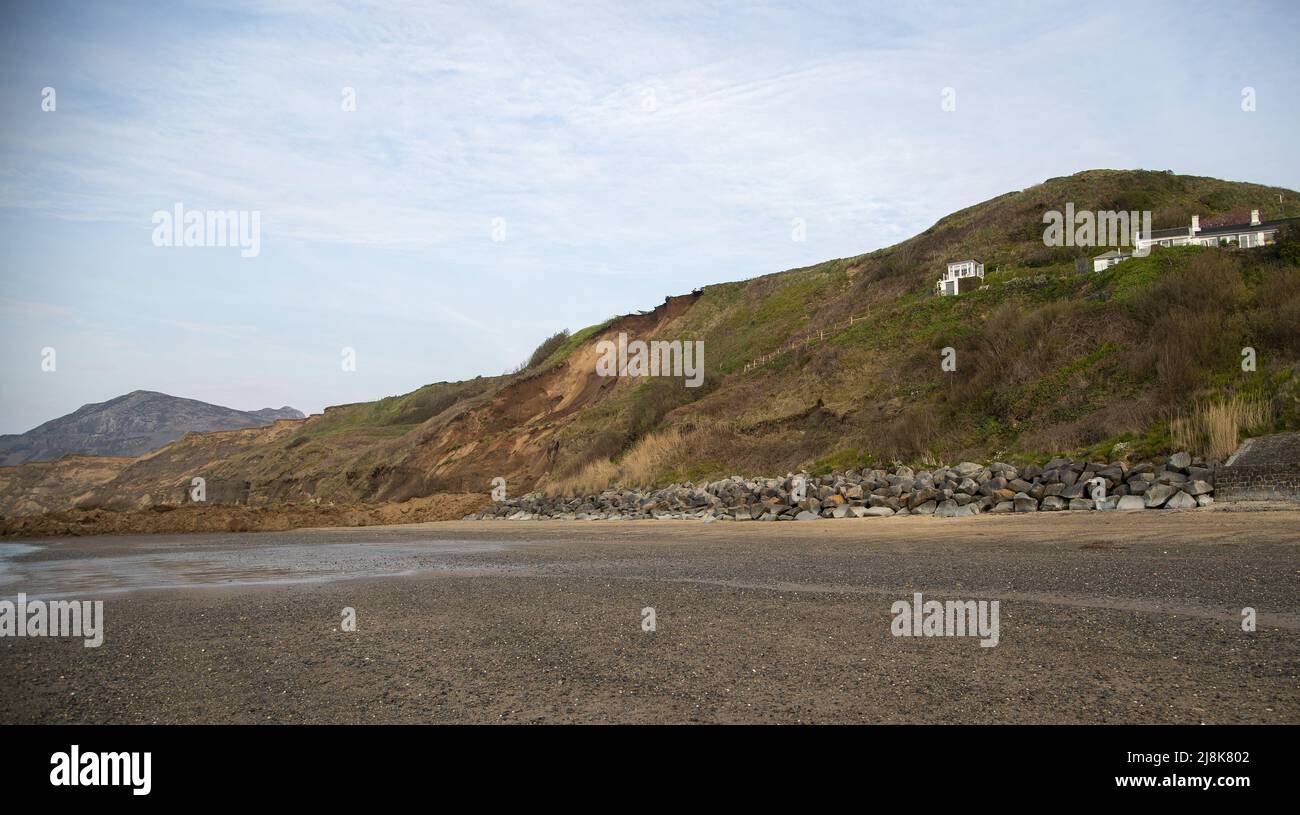 Landslide at Nefyn beach, Gwynedd, North Wales Featuring: Atmosphere ...