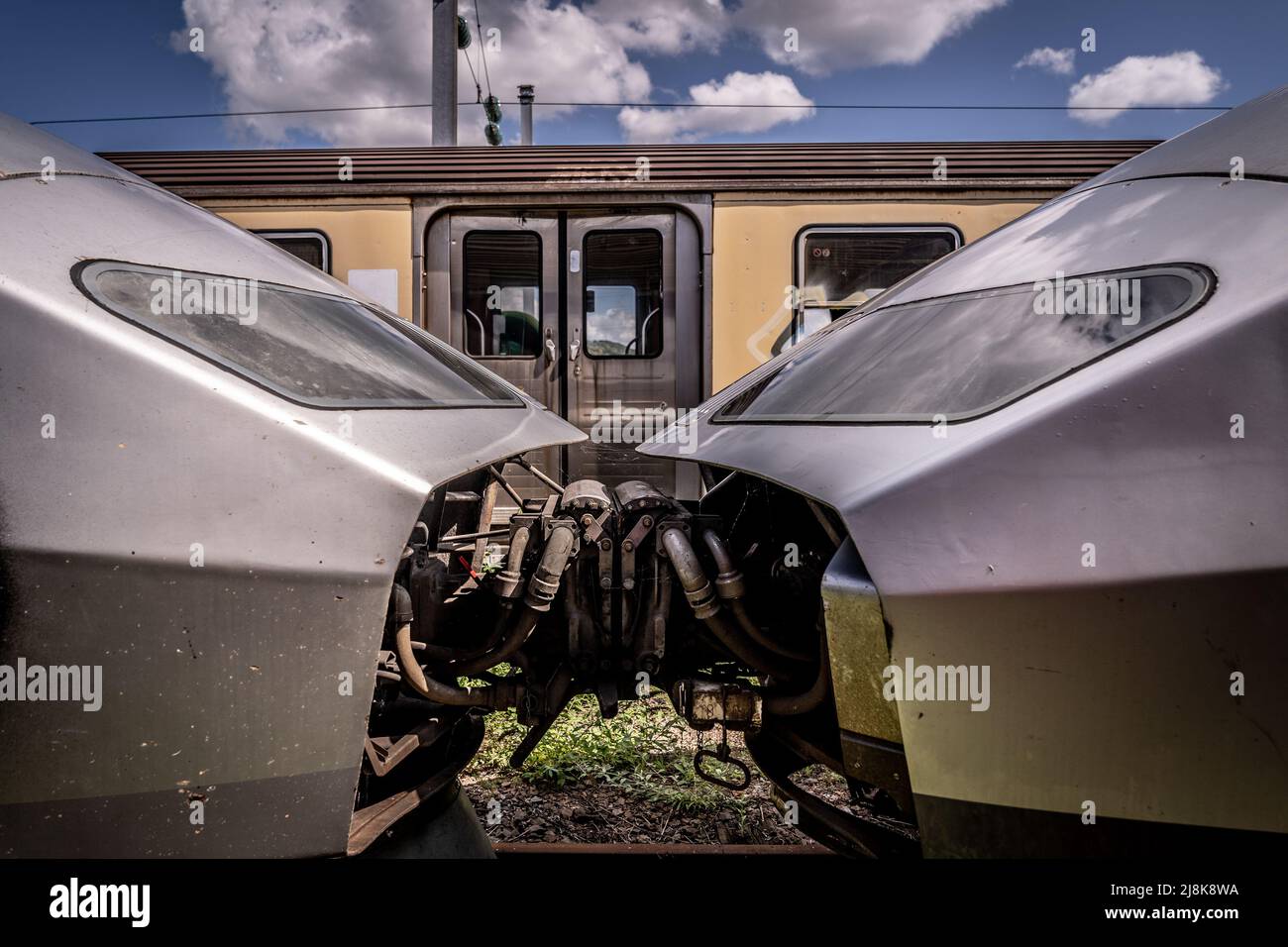 Old abandoned trains at a train graveyard in France Stock Photo - Alamy