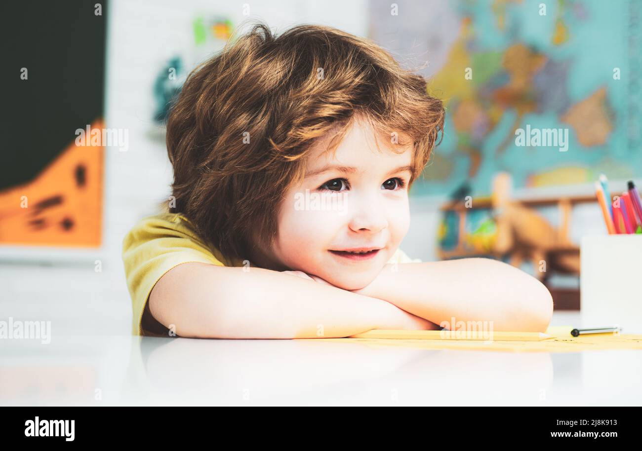Portrait of Pupil in classroom. Kids from primary school Stock Photo ...