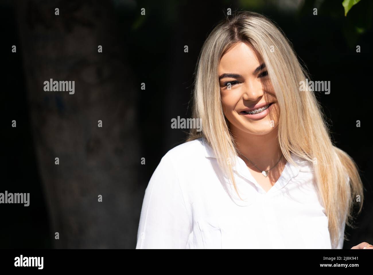 Outdoor Portrait Of Young Beautiful Happy Smiling Blonde Girl With 8875