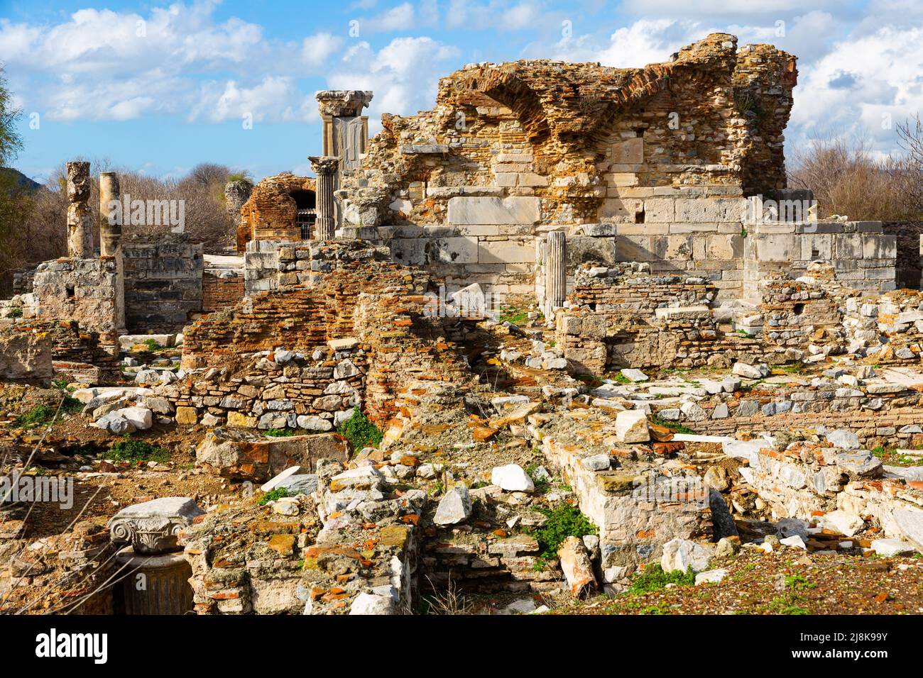 Ruins of ancient Christian Church of Mary in Ephesus, Turkey Stock ...