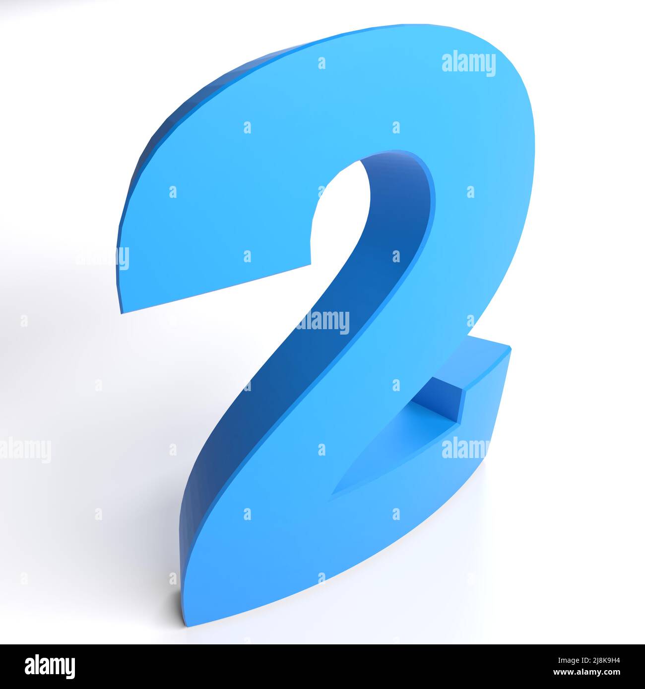 Number 2 in blue color, isolated on white background - 3D rendering ...