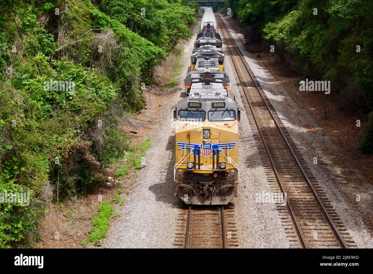 UP 8005 Sits at The Front Of a Train Waiting For Crew In Hamlet NC Stock Photo - Alamy