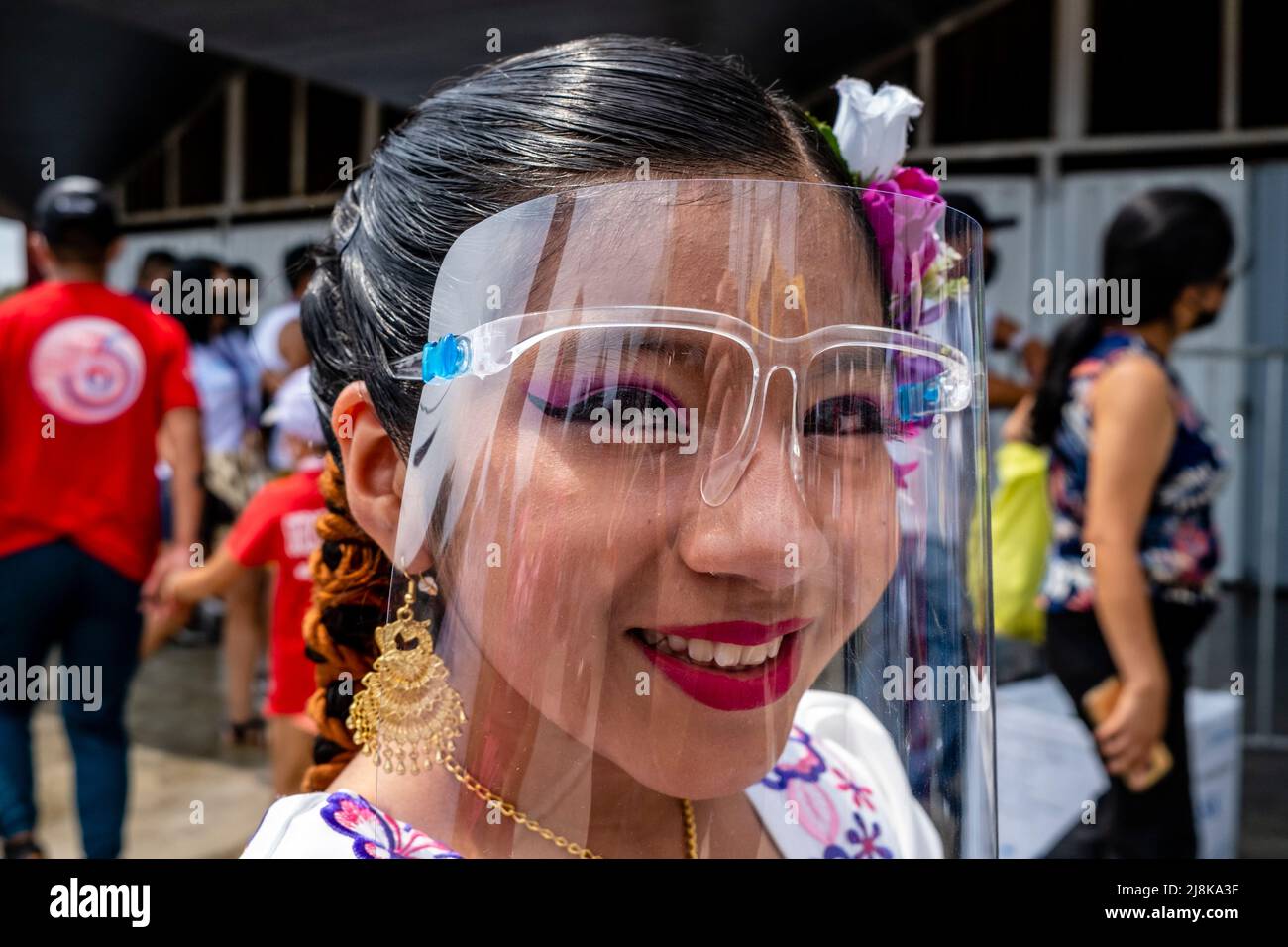A Young Dancer With A Face Mask At The Marinera Dance Festival ...