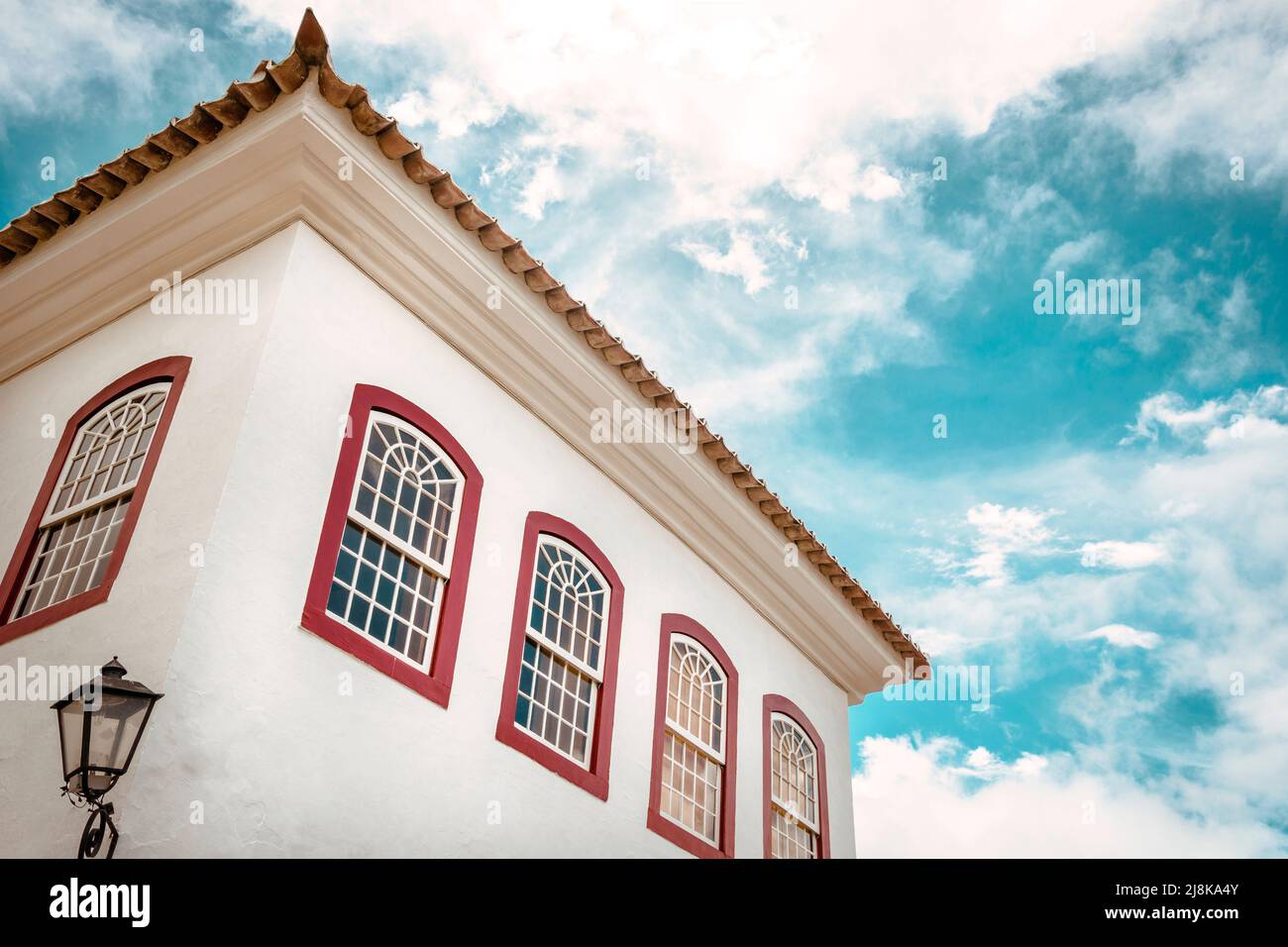 Detail of old historical building of the Paraty, Brazil, founded in ...