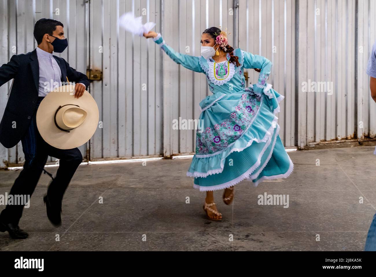Young Peruvian Dancers Practise The Marinera Dance Before Taking Part ...