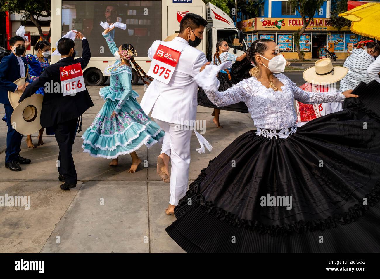 Young Peruvian Dancers Practise The Marinera Dance Before Taking Part ...