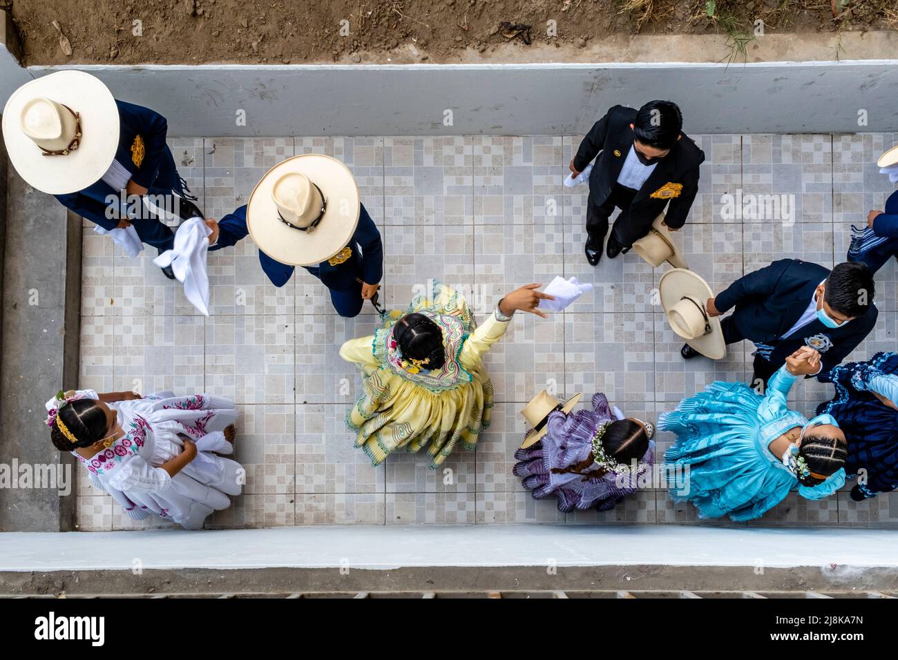 Young Peruvian Dancers Practise The Marinera Dance Before Taking Part ...
