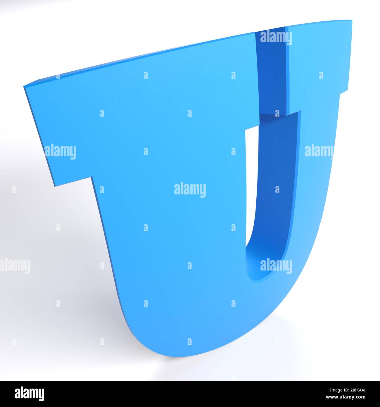 U blue alphabetic letter isolated on white background - 3D rendering ...