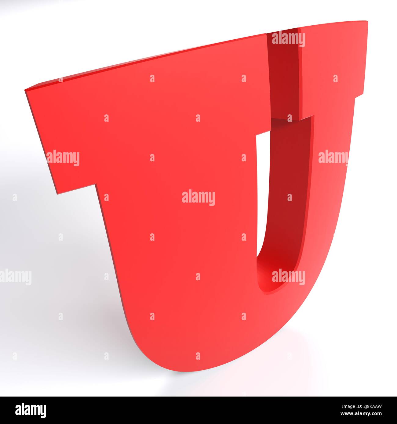 U red alphabetic letter isolated on white background - 3D rendering ...