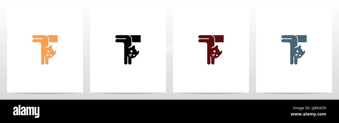 Cat Stretching Letter Logo Design T Stock Vector Image & Art - Alamy