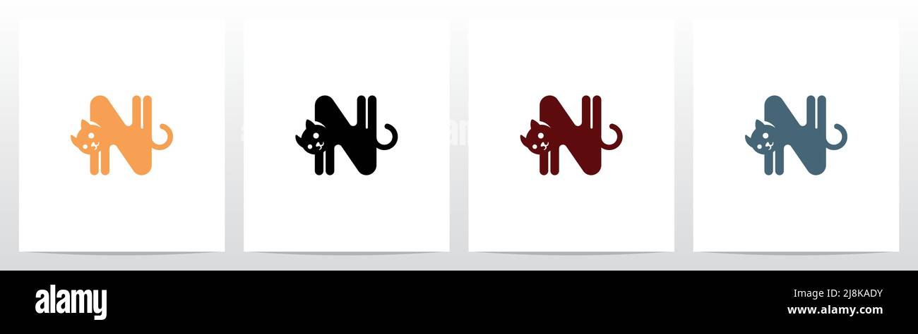 Cat Stretching Letter Logo Design N Stock Vector Image & Art - Alamy