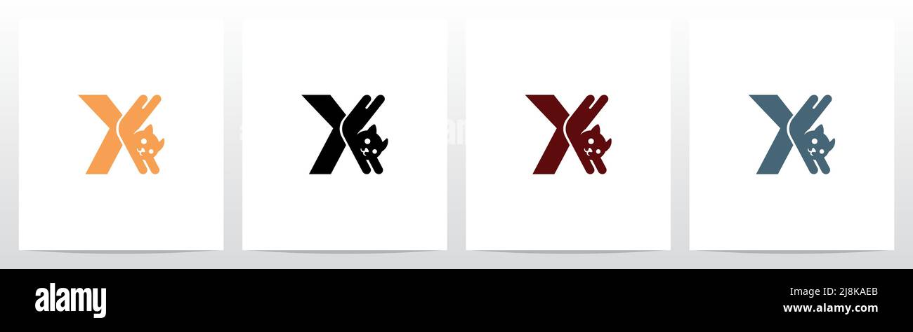 Cat Stretching Letter Logo Design X Stock Vector Image & Art - Alamy