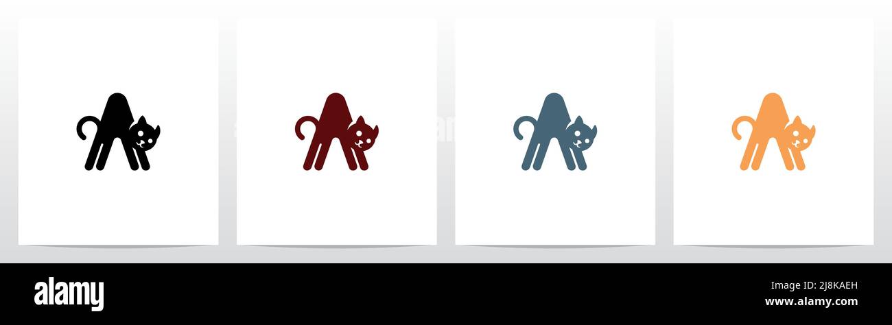 Cat Stretching Letter Logo Design A Stock Vector Image & Art - Alamy