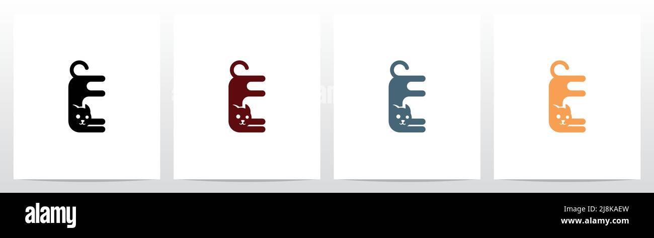 Cat Stretching Letter Logo Design E Stock Vector Image & Art - Alamy