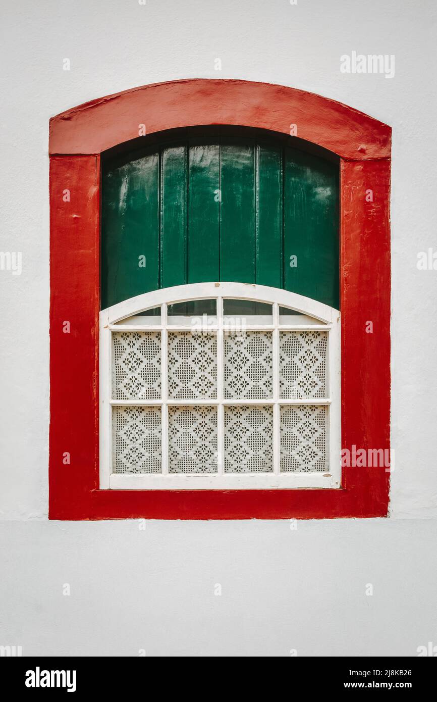 Window of an old building in the city of Paraty, state of Rio de ...