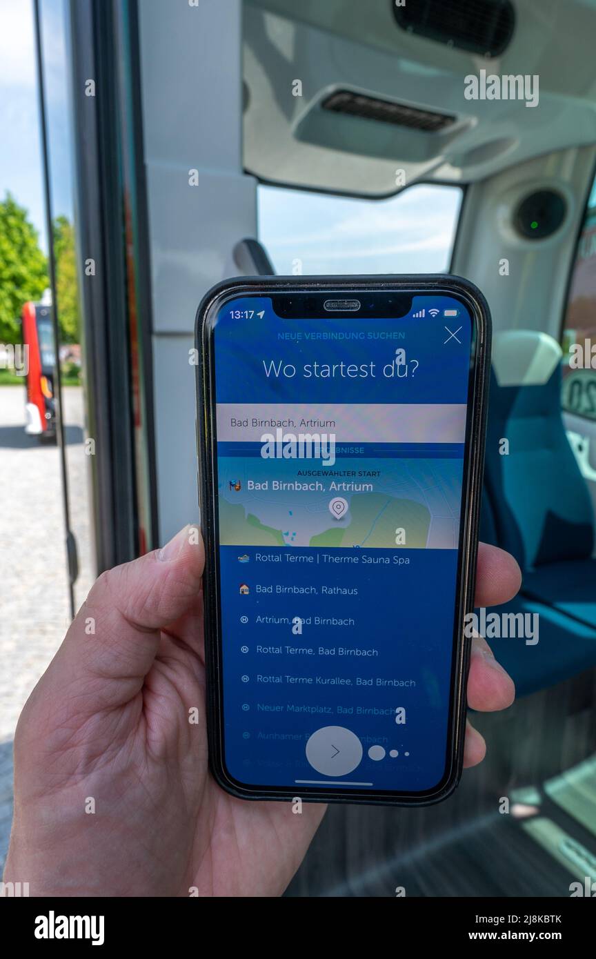 Bad Birnbach, Germany. 16th May, 2022. An app for booking a driverless ...