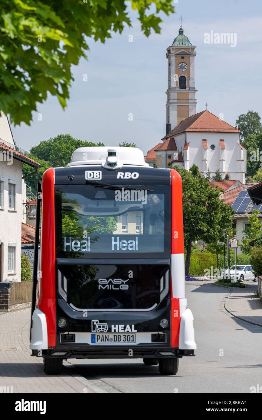 Bad Birnbach, Germany. 16th May, 2022. A driverless bus is parked in ...