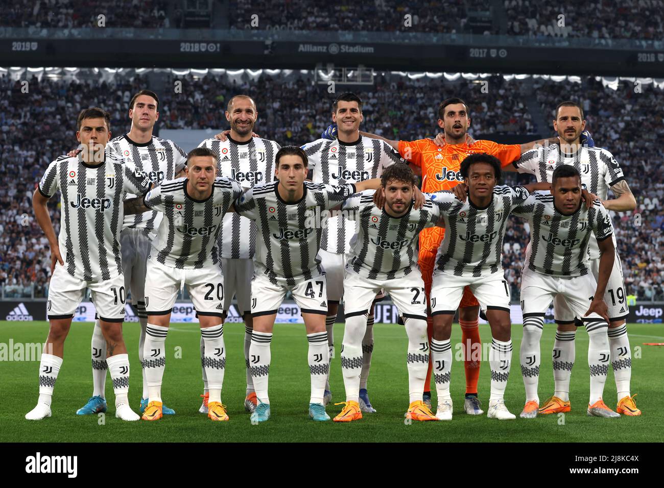 Turin, Italy. 16th May, 2022. The Juventus starting eleven line up for ...