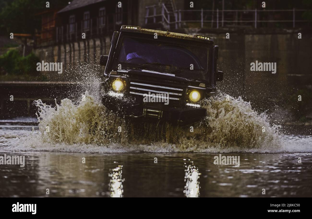 Mud and water splash in off-road racing. Mud and water splash in off ...