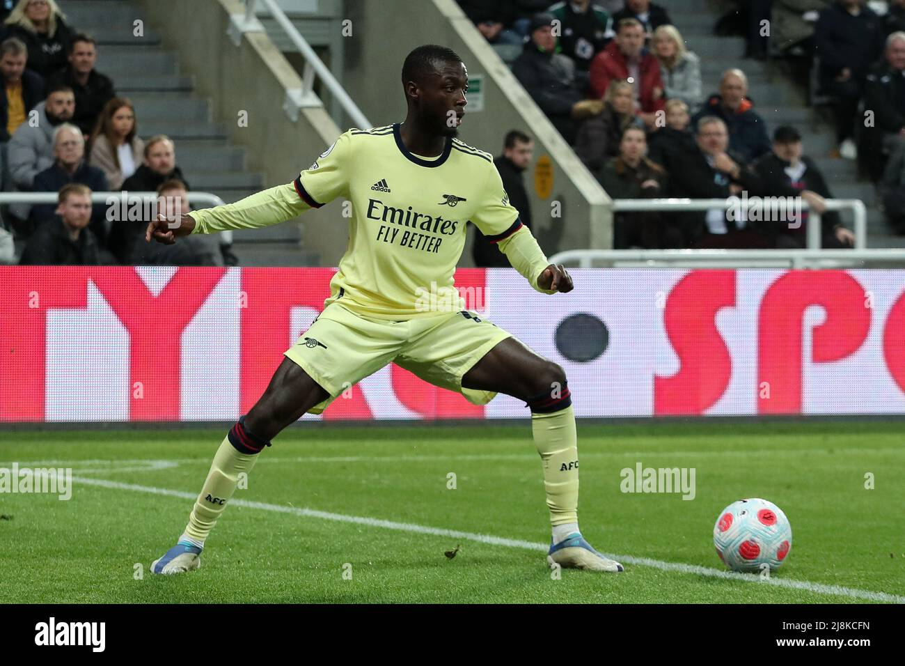Newcastle, UK. 16th May, 2022. Nicolas Pepe #19 of Arsenal on the ball ...