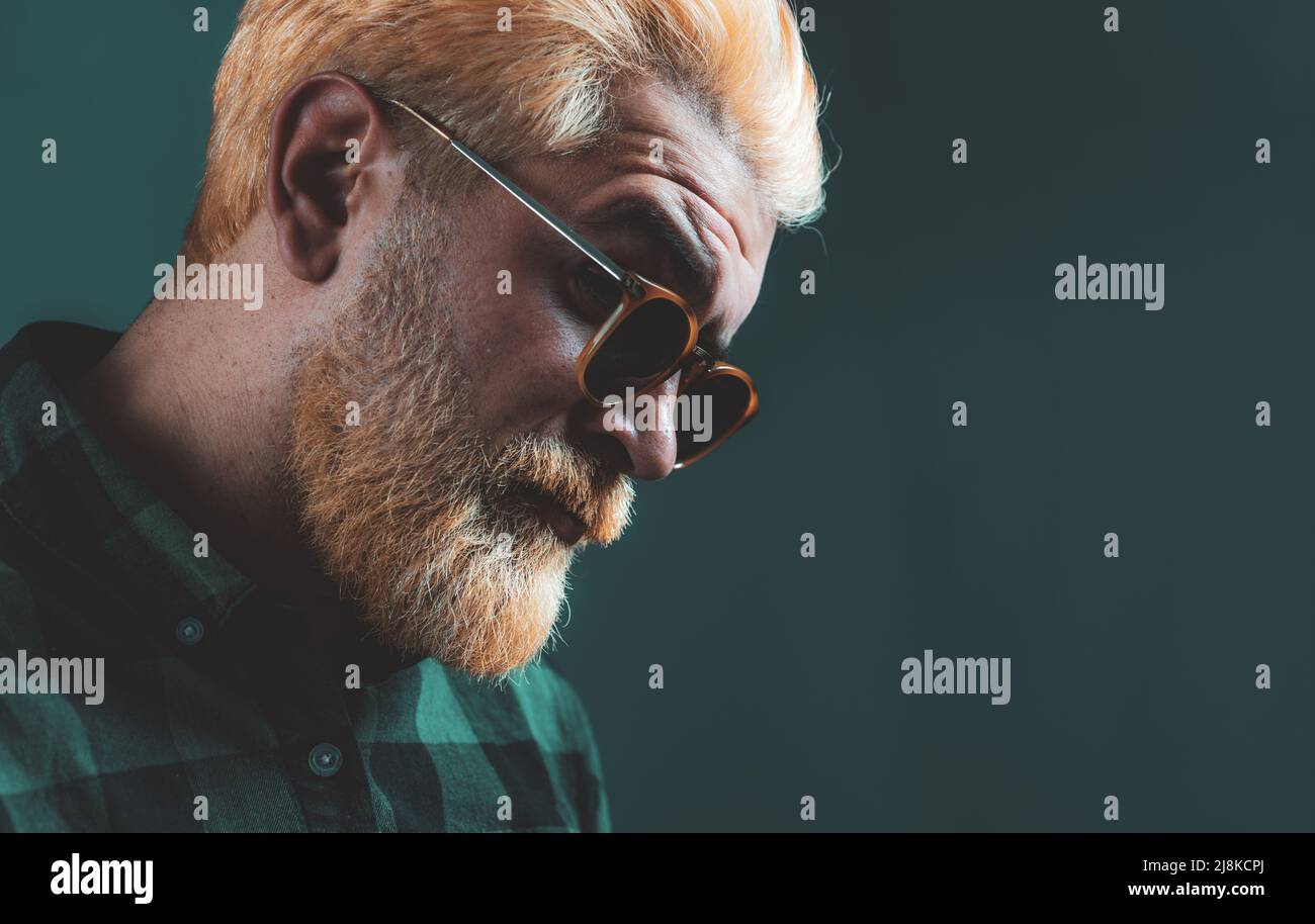 Close up face of a young man without emotions. Portrait of a happy man ...