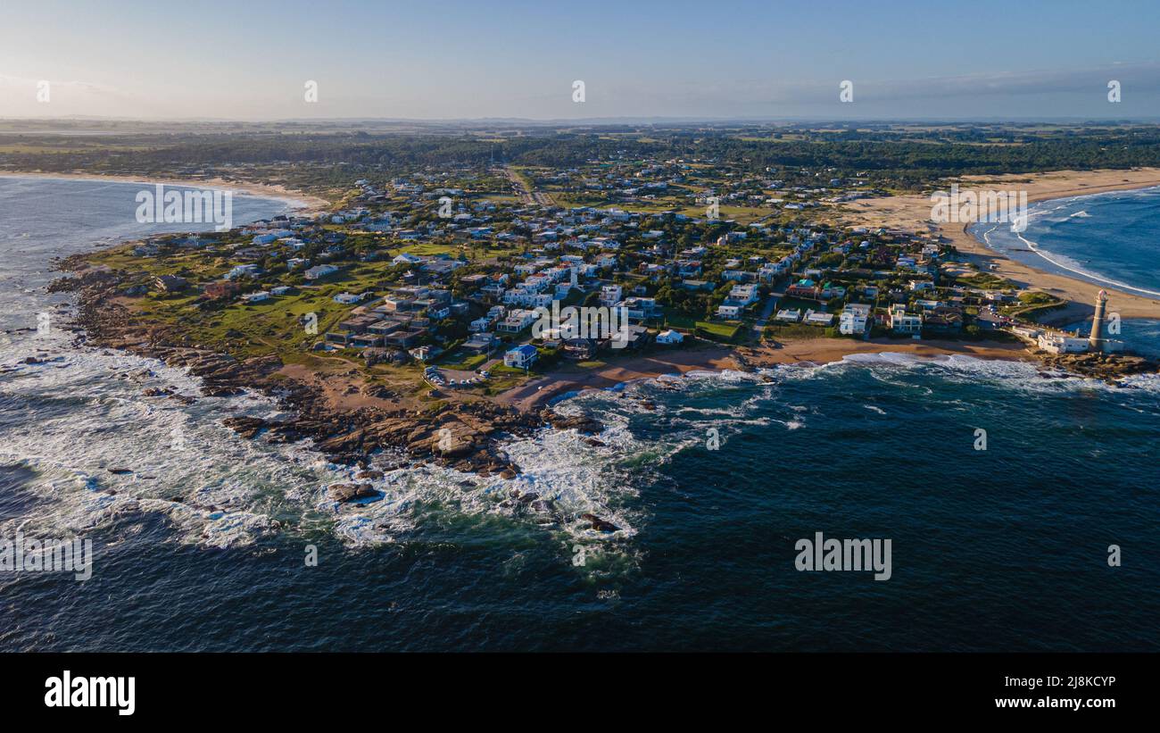 Aerial view of the Uruguayan resort Jose Ignacio, in Punta del Este ...