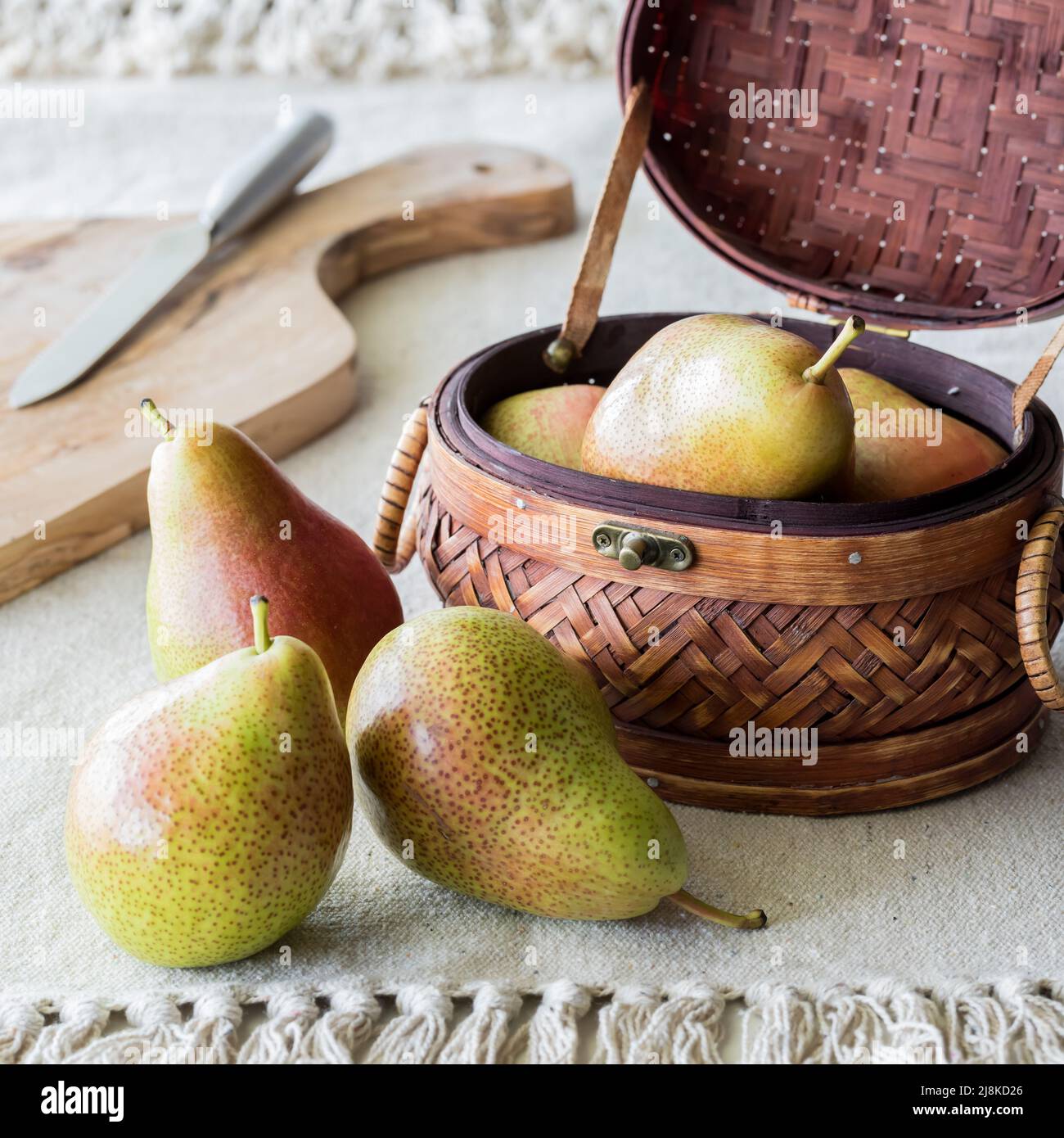 A composition of pears in a square crop Stock Photo - Alamy