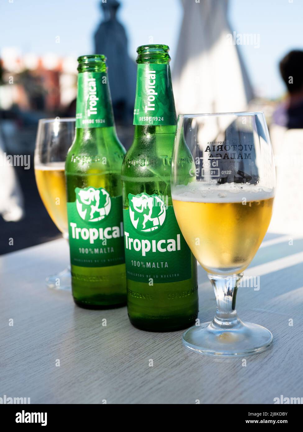Puerto del Rosario, Spain; May 5th 2022: Tropical beer from Canary ...