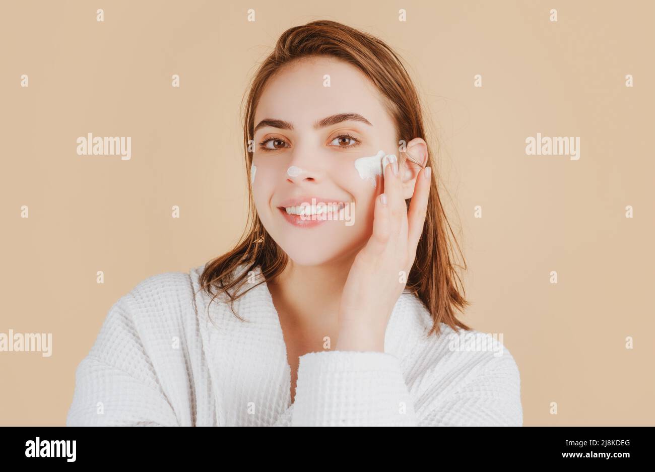 Moisture for skin. Beauty portrait of beautiful female model. Woman ...