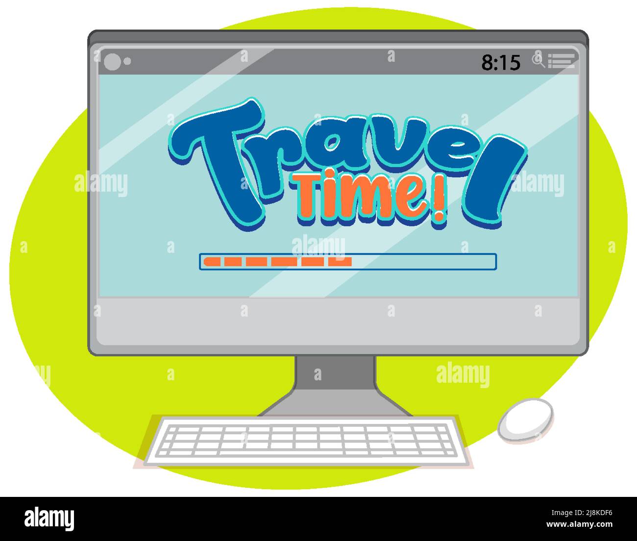 Computer monitor with travel time display illustration Stock Vector ...