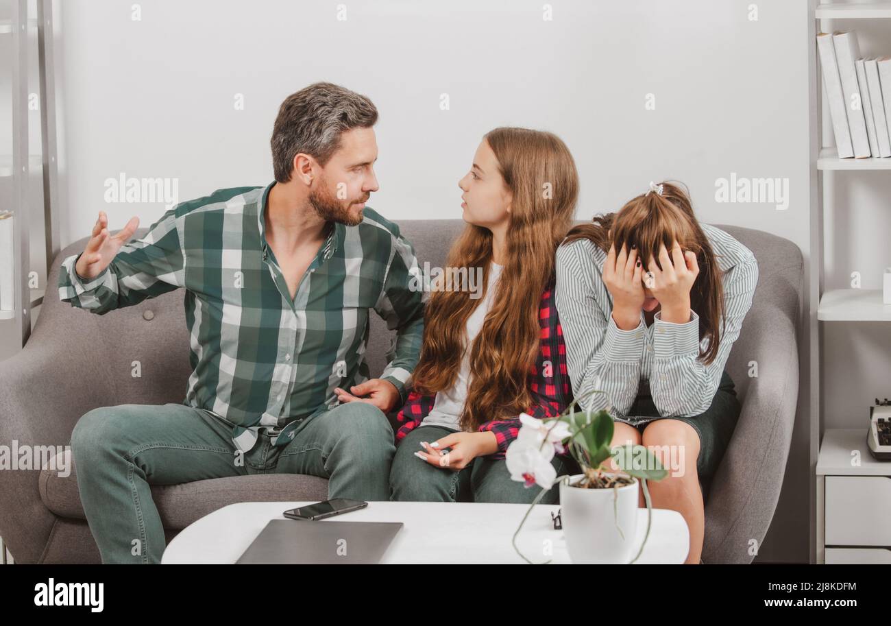 Bad parents. Family conflicts and marital couple with kids crisis ...