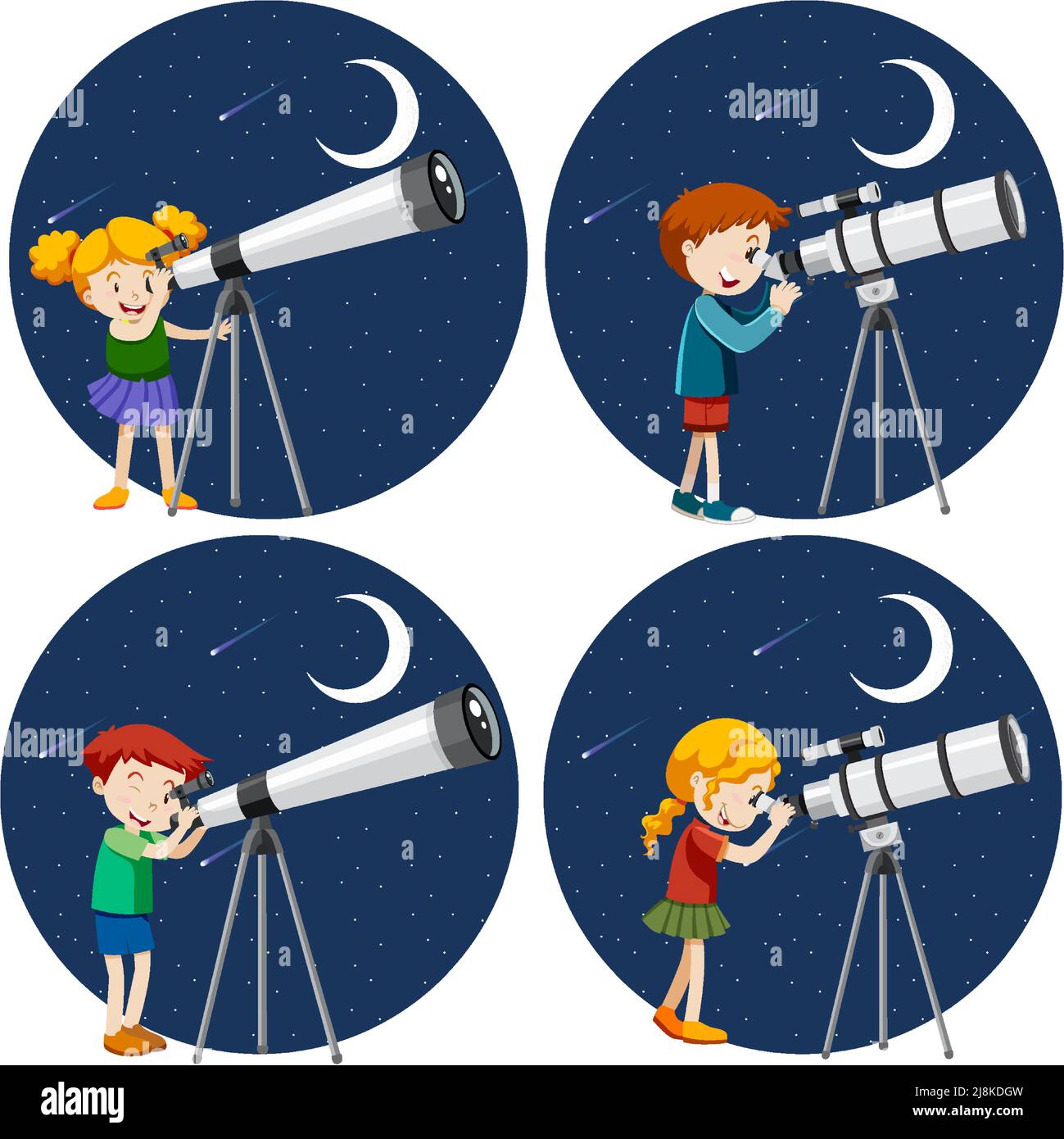 Children looking at stars sky Stock Vector Images - Alamy