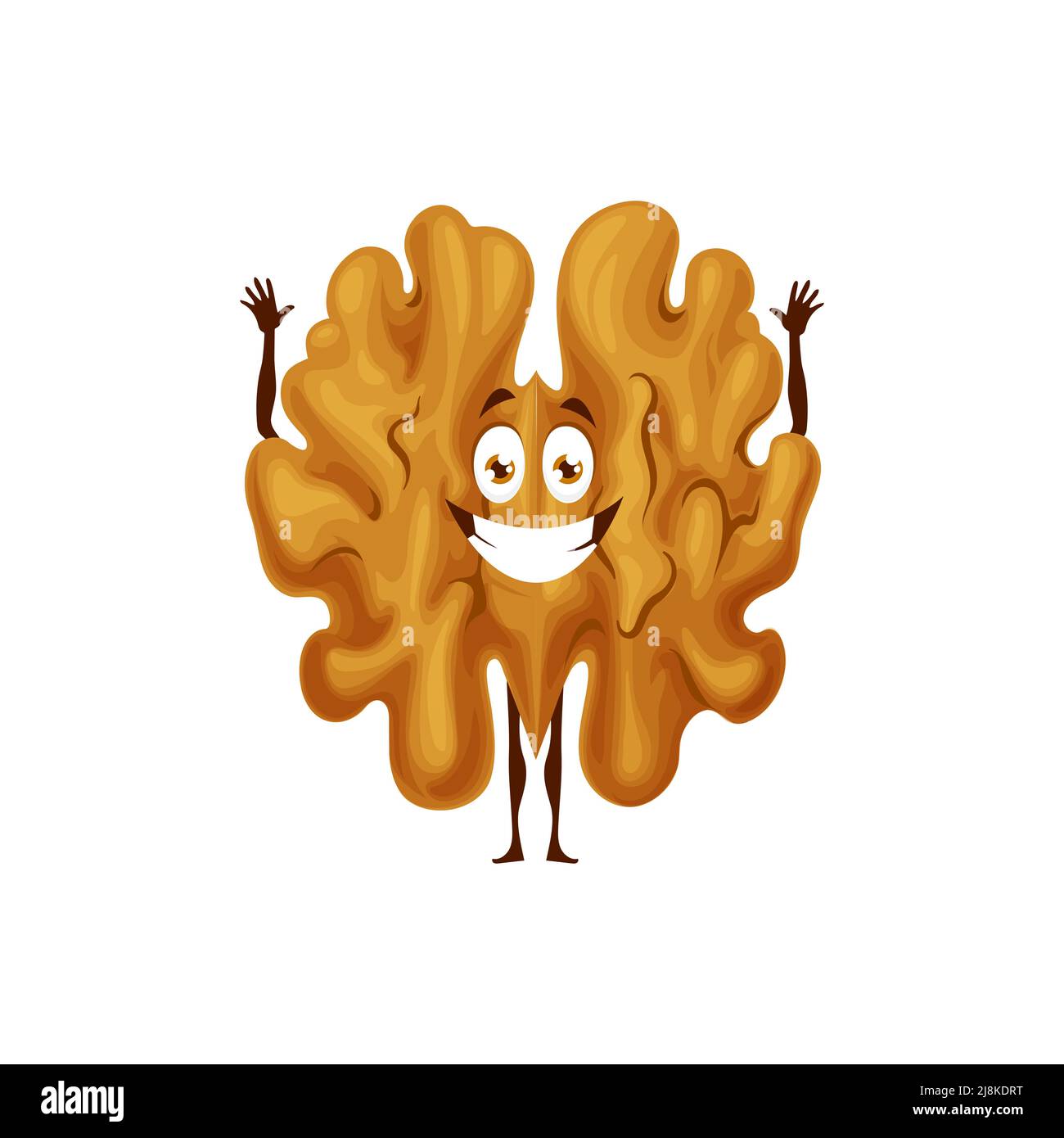 Cartoon walnut character, kids yummy nut food personage, vector icon ...
