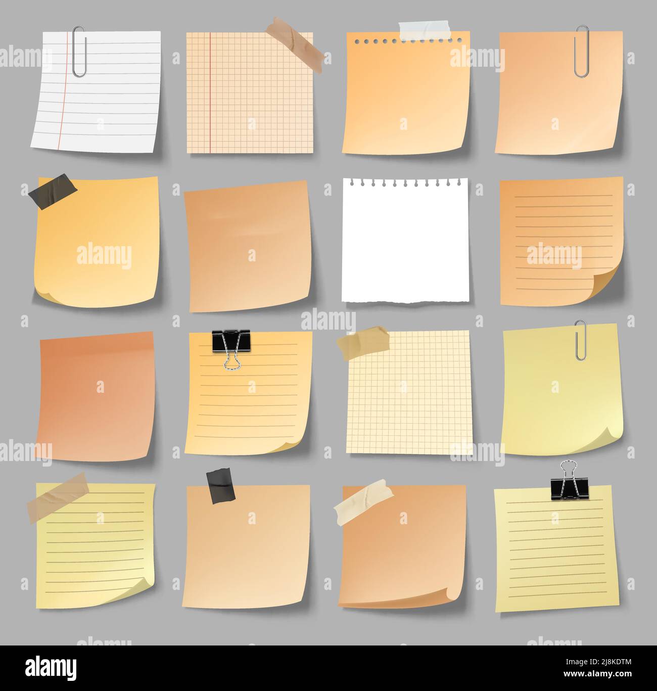 Note paper sheets, stickers, office reminder, memo notes with adhesive ...