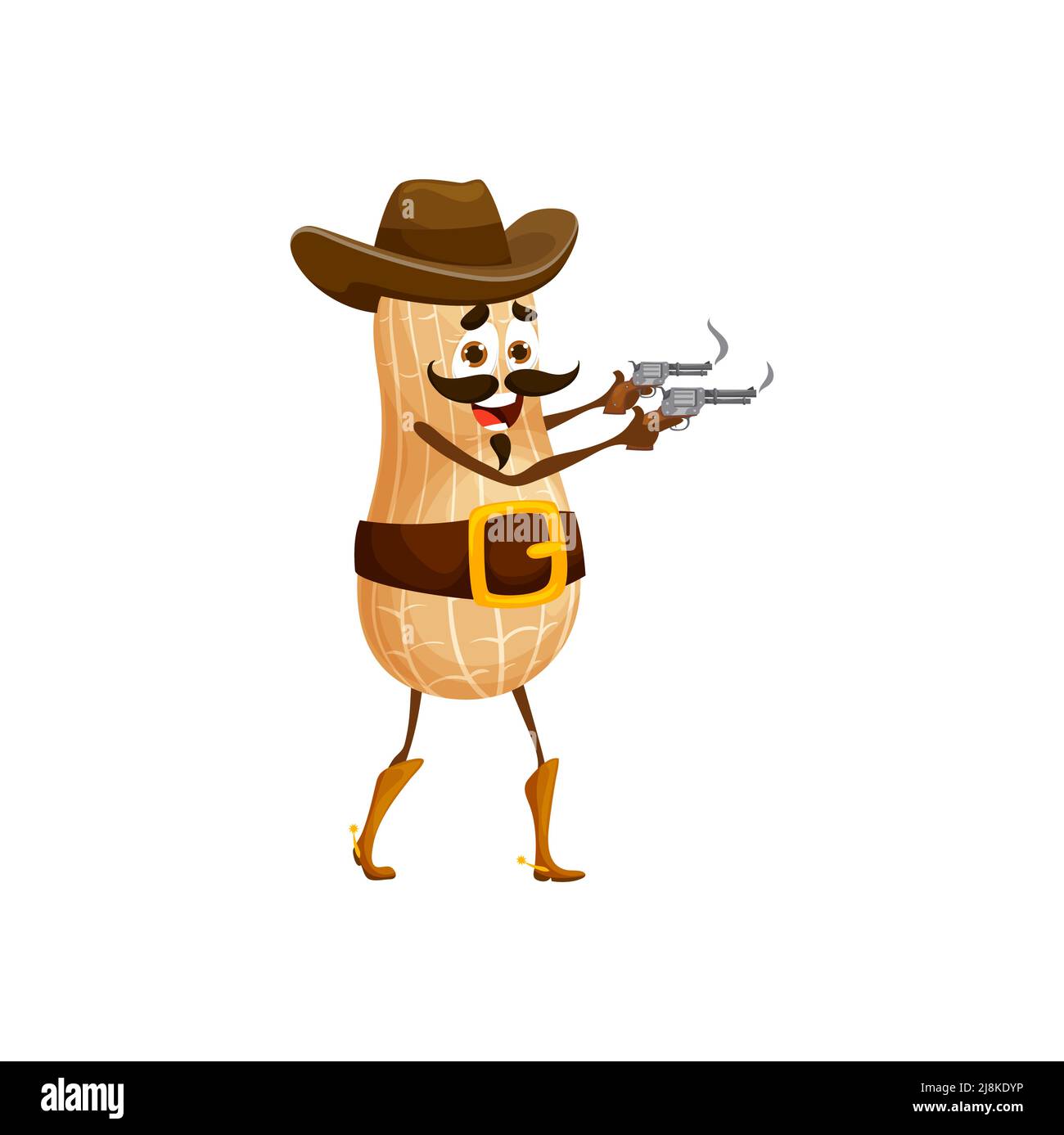 Cartoon peanut cowboy character. Funny vector nut pod ranger, bandit or ...