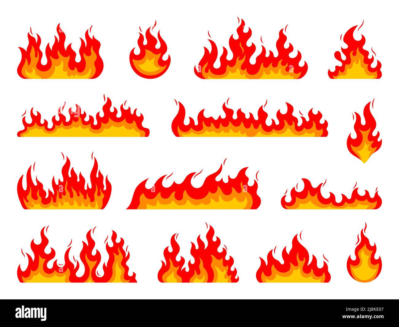 Cartoon fire flames vector set ignition light effect hi-res stock ...