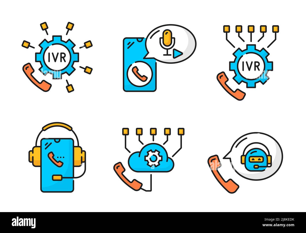 Color IVR icons, interactive voice response application for telephony ... Color IVR icons, interactive voice response application for telephony ...
